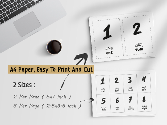 10 Printable Number Flashcards Translated into Arabic Preschool