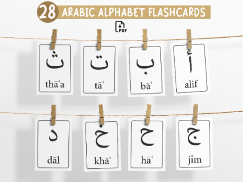 28 Printable Arabic alphabet flash cards | Preschool flashcards
