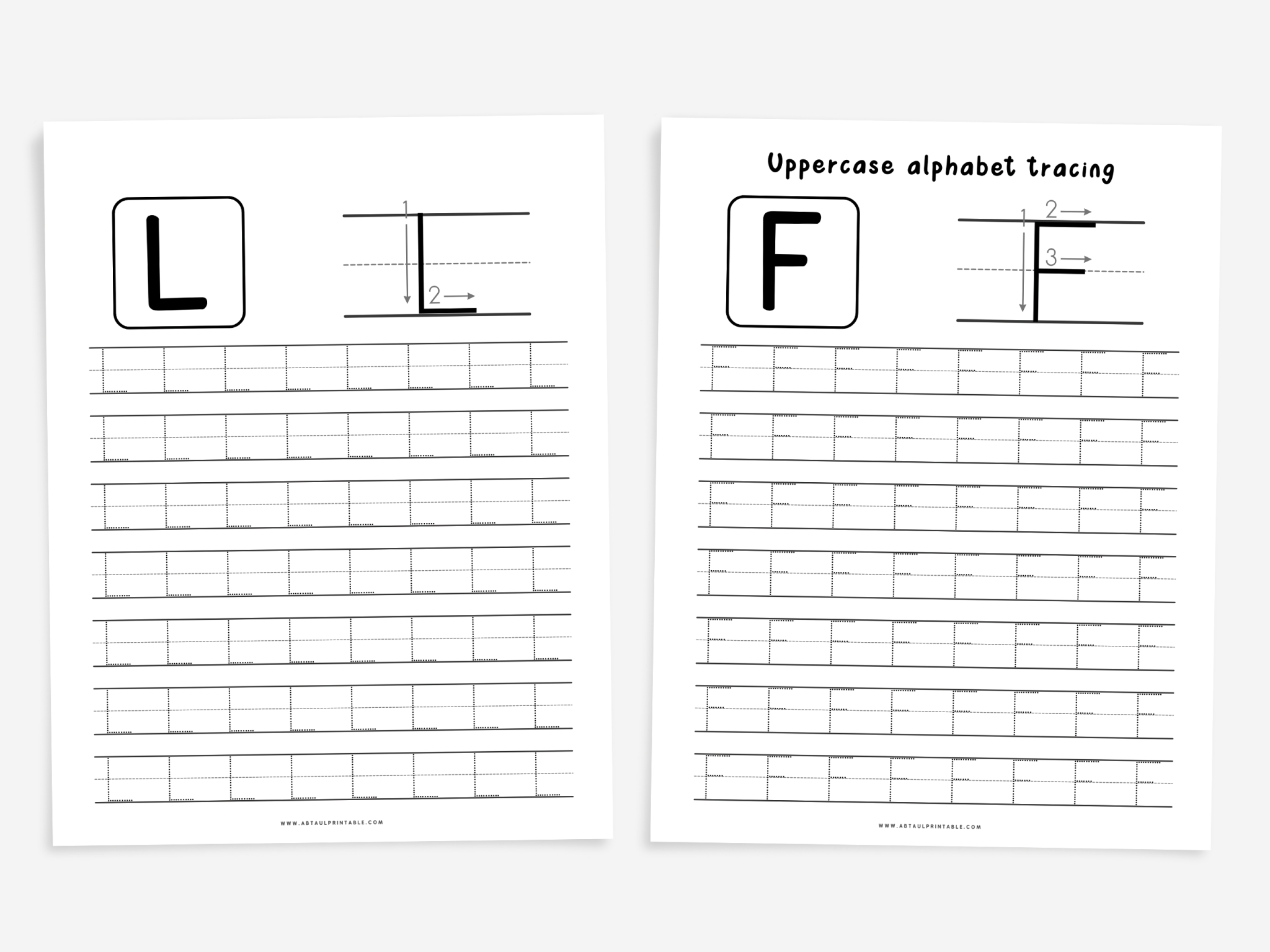 26 Printable Uppercase Alphabet Tracing Worksheets