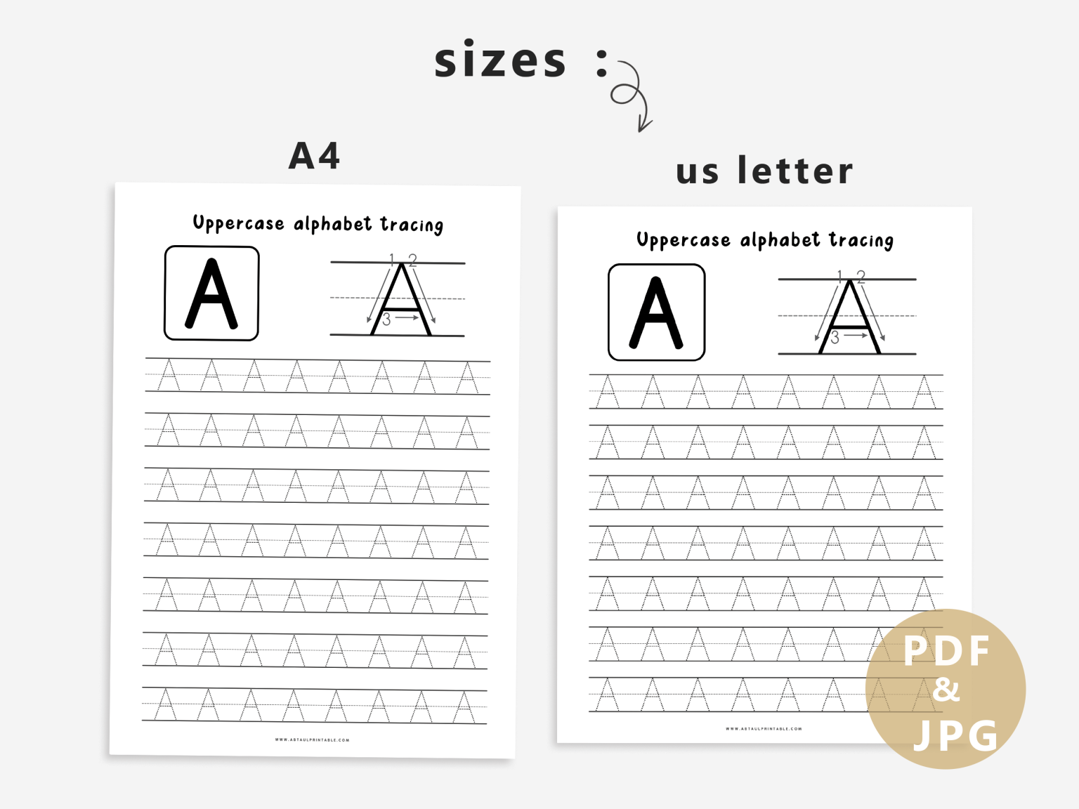 26 Printable Uppercase Alphabet Tracing Worksheets