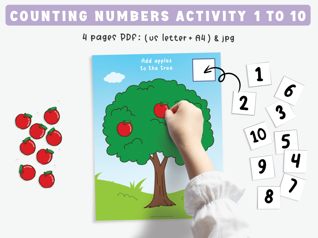 Counting Apples on the Tree Activity, Preschool Counting