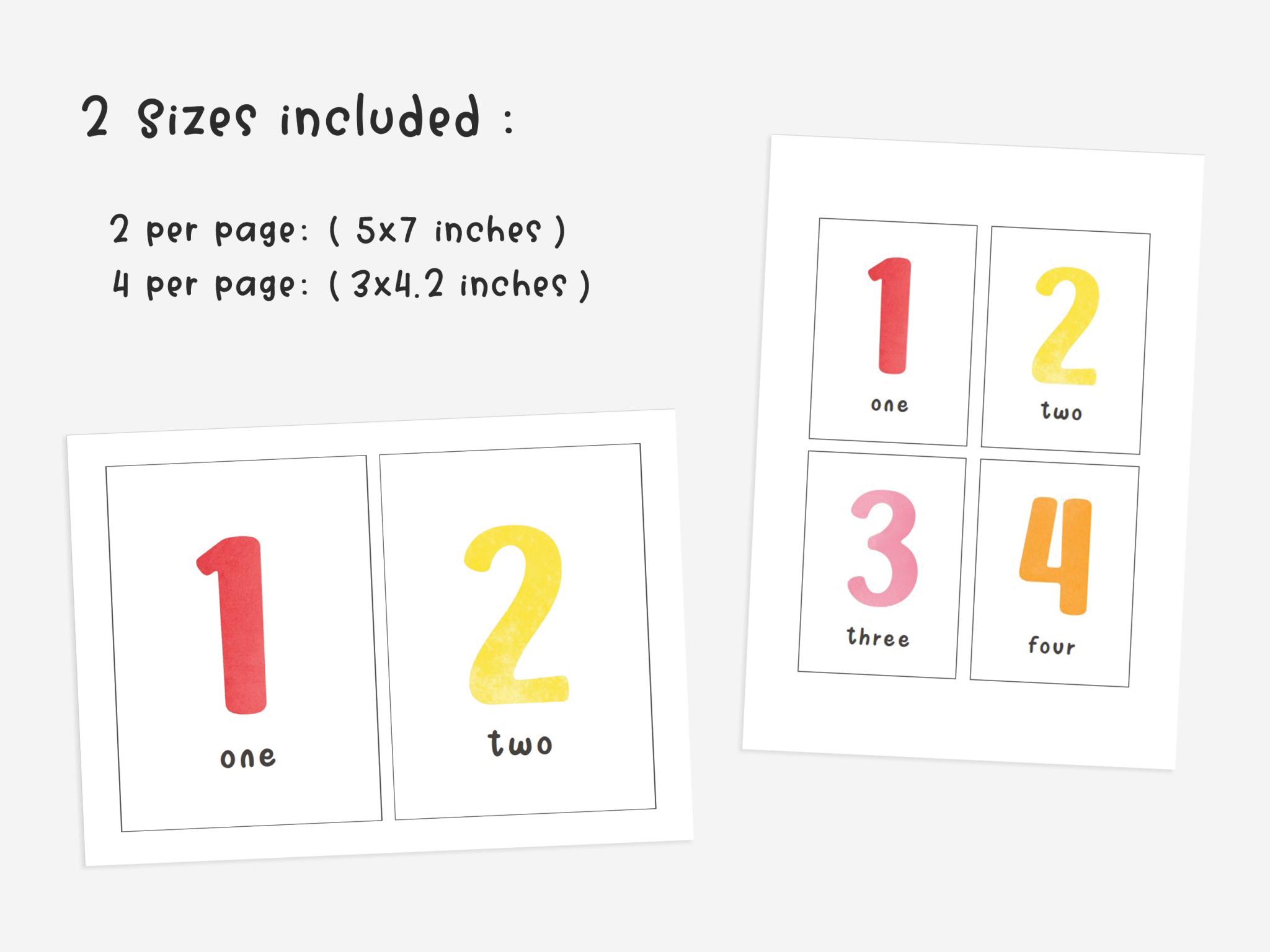 Numbers Flash Cards, Printable Preschool Counting Flashcards 1-10
